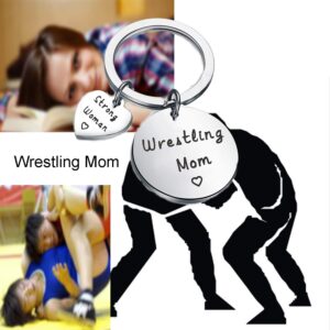 FEELMEM Wrestler Gifts Keychain Wrestling Mom Gift Wrestling Jewelry Gift for Wrestling Mom Wrestling Sports Mom or Wrestling Coach (Silver)