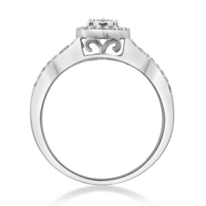 NATALIA DRAKE 1/4 Cttw Diamond Twist Round Halo Promise Ring for Women in Rhodium Plated 925 Sterling Silver Size 8 Color H-I/Clarity I1-I2