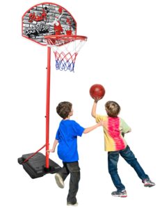 kids basketball hoop indoor outdoor play adjustable height 5.8 ft to 8.7 ft tall portable basketball court hoops net with fillable base