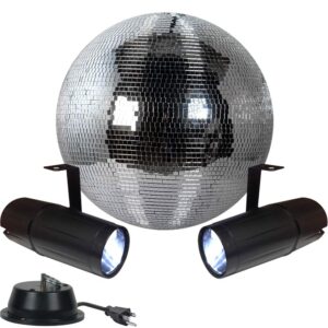 12" disco mirror ball complete party kit with 2 led pinspots and motor - adkins professional lighting