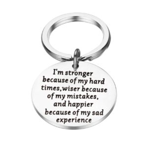 bekech divorce gift break up gift cancer awareness gift i'm stronger because of my hard time strength jewelry keychain gift for best friend new adventure (silver)