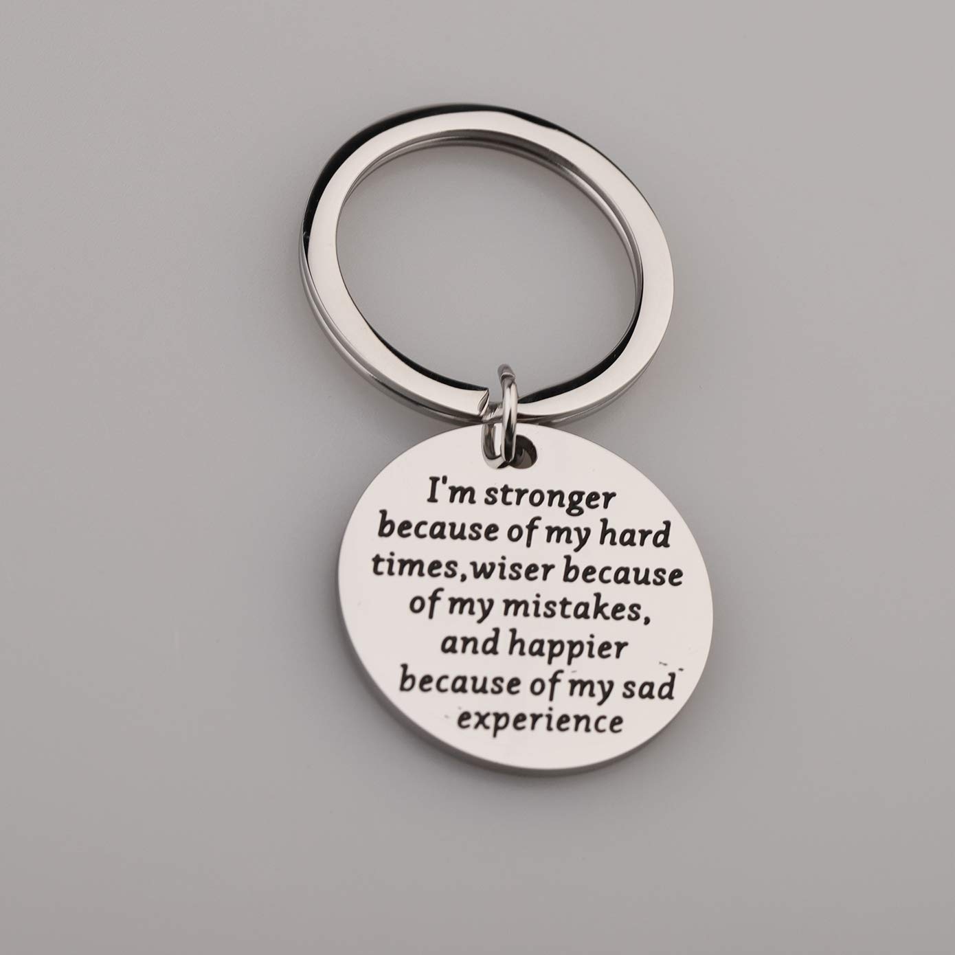 BEKECH Divorce Gift Break Up Gift Cancer Awareness Gift I'm Stronger Because of My Hard Time Strength Jewelry Keychain Gift for Best Friend New Adventure (silver)