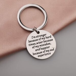 BEKECH Divorce Gift Break Up Gift Cancer Awareness Gift I'm Stronger Because of My Hard Time Strength Jewelry Keychain Gift for Best Friend New Adventure (silver)