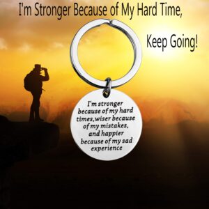 BEKECH Divorce Gift Break Up Gift Cancer Awareness Gift I'm Stronger Because of My Hard Time Strength Jewelry Keychain Gift for Best Friend New Adventure (silver)