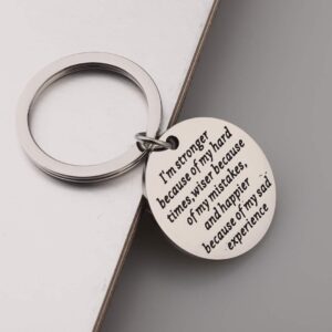 BEKECH Divorce Gift Break Up Gift Cancer Awareness Gift I'm Stronger Because of My Hard Time Strength Jewelry Keychain Gift for Best Friend New Adventure (silver)