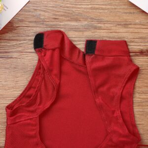 winying Girls Mock Neck Cut Out Back Sleeveless Gymnastics Leotard Ballet Dance Jumpsuit Red 7-8