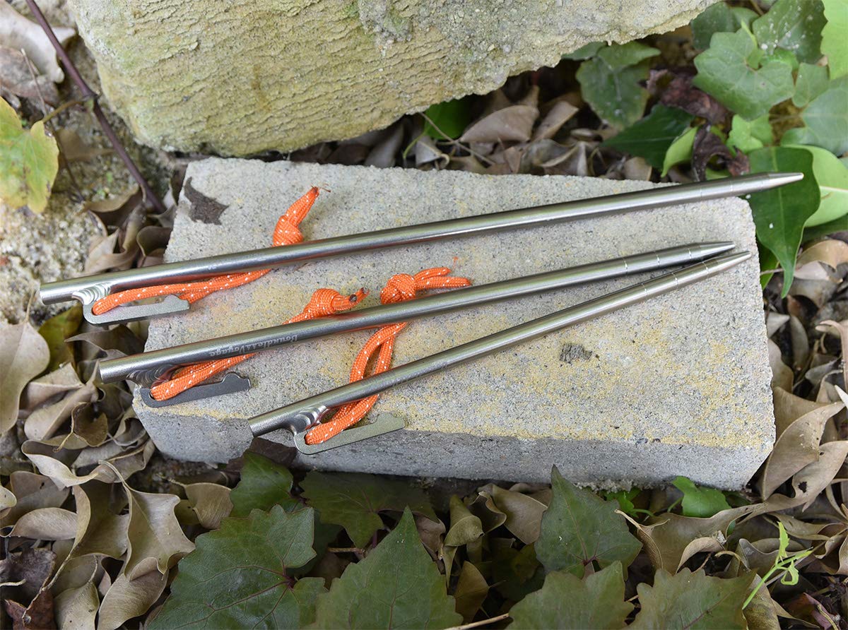 iBasingo 6 pcs Titanium Alloy Tent Pegs Outdoor Camping Awning Tent Stakes Lightweight Tent Nail Ti4012P-20CM