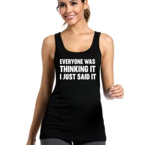 FANNOO Workout Tank Tops for Women-Womens Funny Saying Fitness Gym Sarcastic Racerback Sleeveless Shirts Black