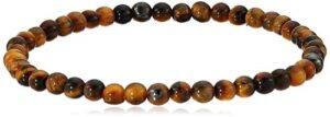 ltc designs 4mm smooth round tiger's eye stretch bracelet, 6.5" for women, men and teens