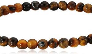 LTC Designs 4mm Smooth Round Tiger's Eye Stretch Bracelet, 6.5" for Women, Men and Teens