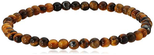 LTC Designs 4mm Smooth Round Tiger's Eye Stretch Bracelet, 6.5" for Women, Men and Teens