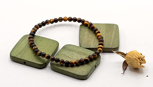 LTC Designs 4mm Smooth Round Tiger's Eye Stretch Bracelet, 6.5" for Women, Men and Teens