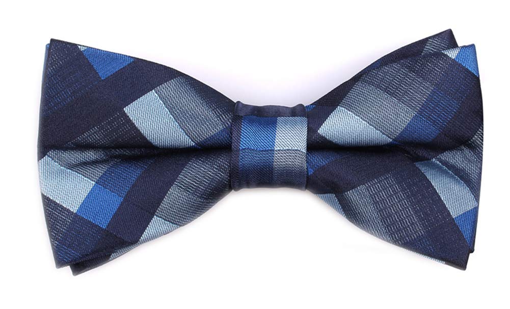 Men's Blue Grey Black Bow Ties Diamond Gingham Designer Narrow-width Wedding Bowties for Grooms