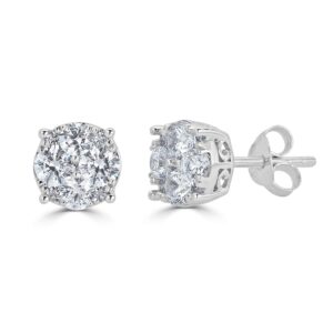 3/4 ctw womens round diamond stud earrings set in 925 sterling silver or 14k white gold (925 sterling silver | diamond clarity: i2-i3)