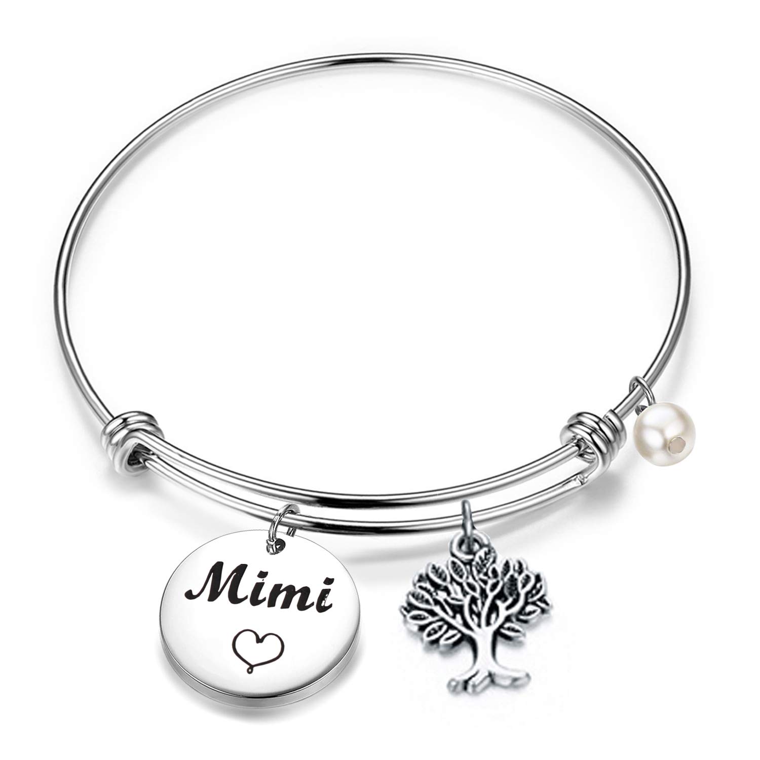 BEKECH Mimi Bracelet Grandma Mimi Charm Expandable Wire Bangle Mimi Jewelry Grandmother Gift for Family Mimi Nana Nonna(Mimi bracelet)