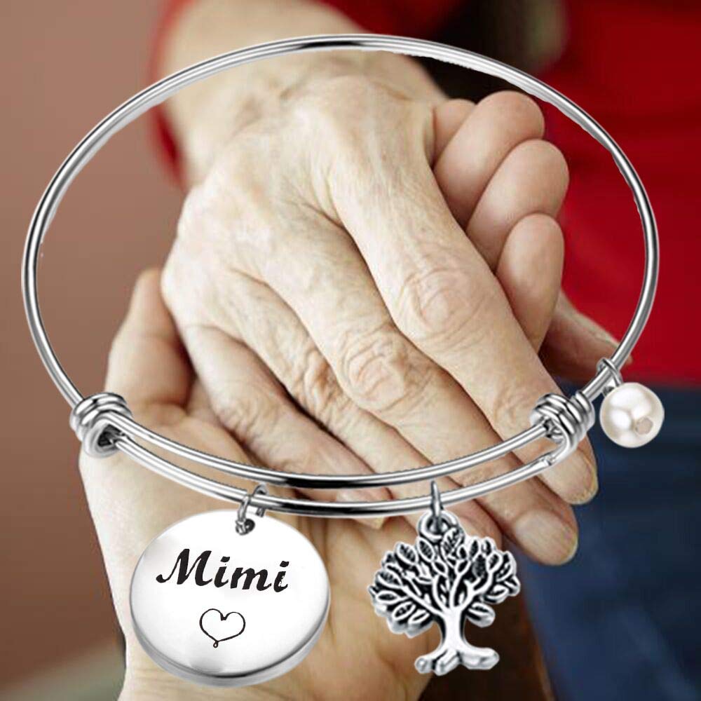 BEKECH Mimi Bracelet Grandma Mimi Charm Expandable Wire Bangle Mimi Jewelry Grandmother Gift for Family Mimi Nana Nonna(Mimi bracelet)