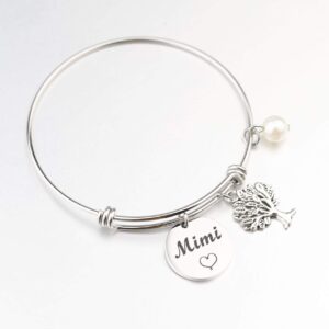 BEKECH Mimi Bracelet Grandma Mimi Charm Expandable Wire Bangle Mimi Jewelry Grandmother Gift for Family Mimi Nana Nonna(Mimi bracelet)