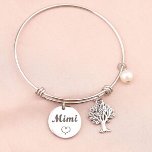 BEKECH Mimi Bracelet Grandma Mimi Charm Expandable Wire Bangle Mimi Jewelry Grandmother Gift for Family Mimi Nana Nonna(Mimi bracelet)