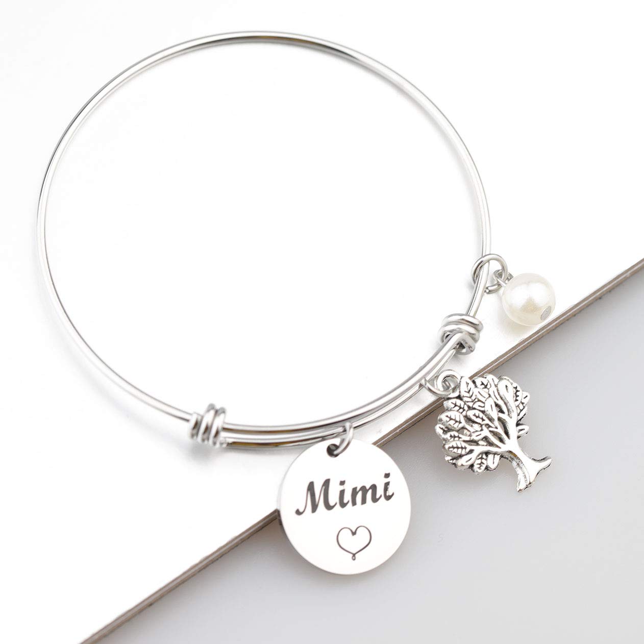 BEKECH Mimi Bracelet Grandma Mimi Charm Expandable Wire Bangle Mimi Jewelry Grandmother Gift for Family Mimi Nana Nonna(Mimi bracelet)