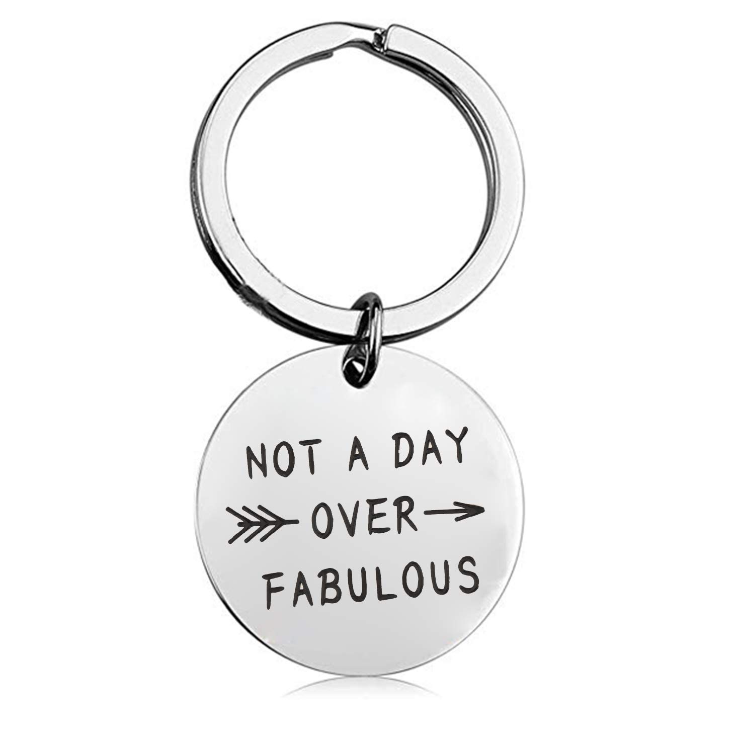 BEKECH Birthday Keychain Not A Day Over Fabulous Keychain Happy Birthday Fabulous Birthday Gift for Her (Not A Day Over Fabulous keychain)