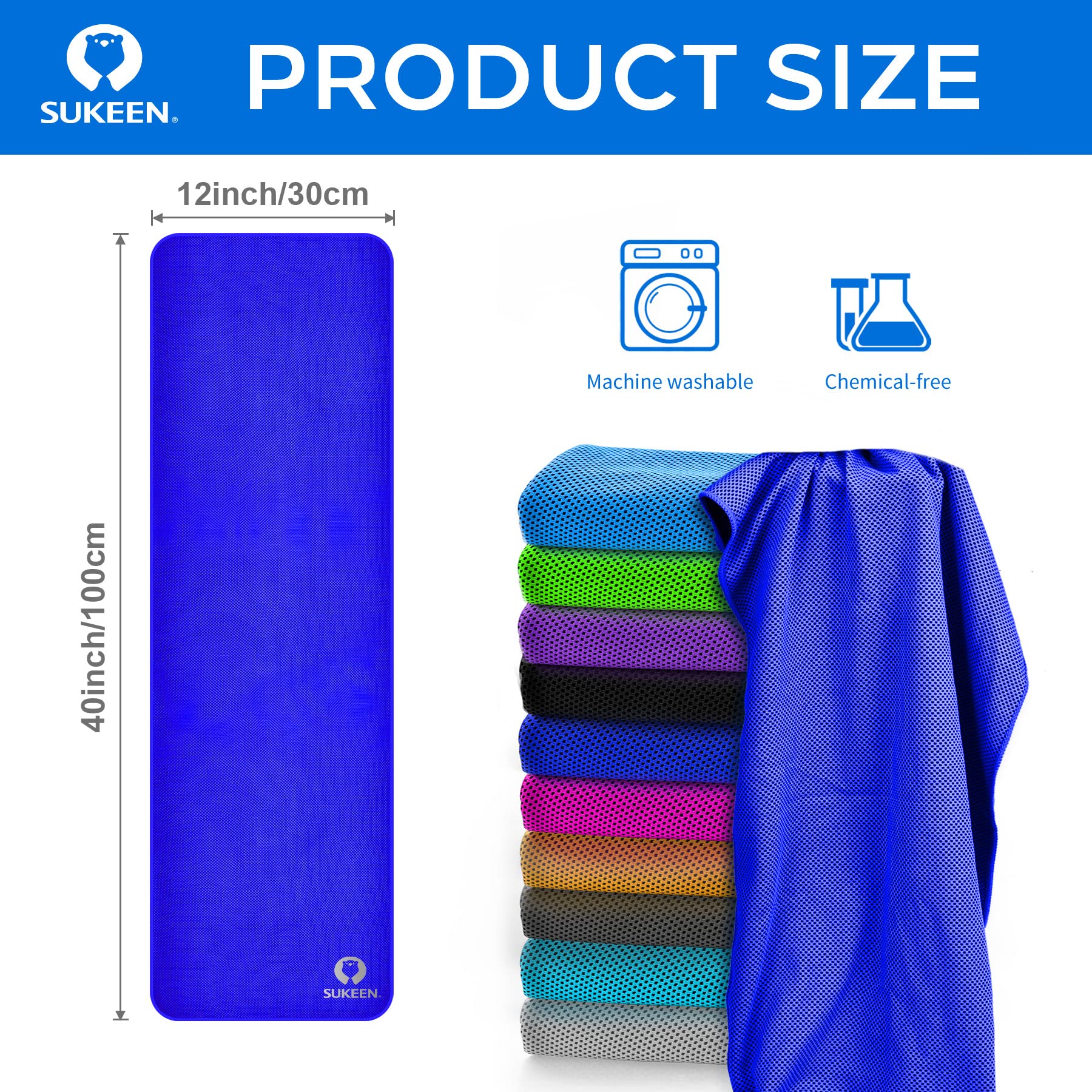 Sukeen Cooling Towel (40"x12") Bulk Ice Towel,Soft Breathable Chilly Towel,Microfiber Towel for Yoga,Sport,Running,Gym,Workout,Camping,Fitness,Workout & More Activities