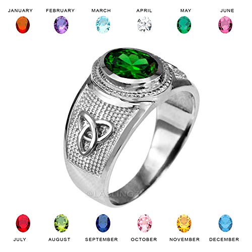 Sterling Silver Celtic Trinity Band Birthstone CZ Ring (June, Size 16)