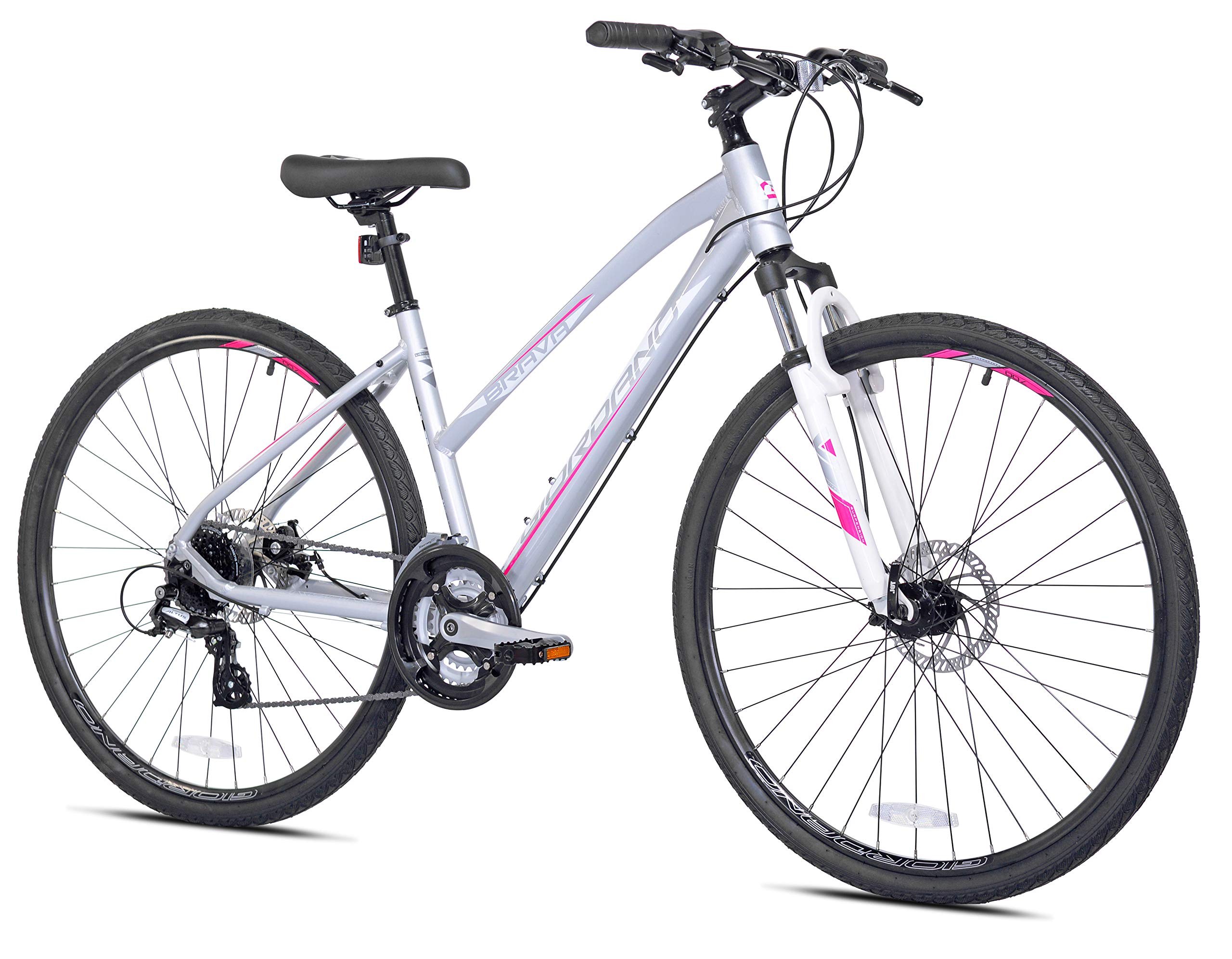 Giordano 700c Women's Brava Hybrid Comfort Bike, Silver,Medium