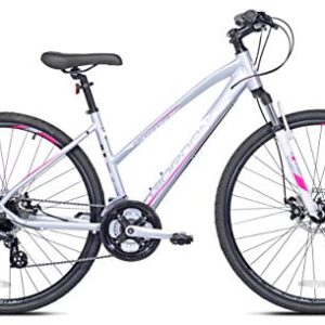 Giordano 700c Women's Brava Hybrid Comfort Bike, Silver,Medium