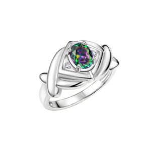 Rylos Rings for Women Sterling Silver Ring XOXO Hugs & Kisses 7X5MM Gemstone & Diamond June Alexandrite Jewelry Size 7