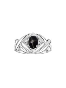 rylos rings for women sterling silver ring xoxo hugs & kisses 7x5mm gemstone & diamond black star sapphire jewelry size 7