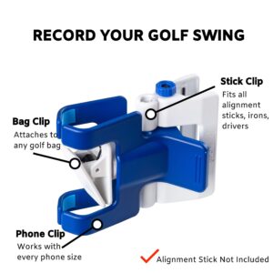 selfiegolf record golf swing - cell phone holder golf analyzer accessories | winner of the pga best product | selfie putting training aids works with any golf bag and alignment stick