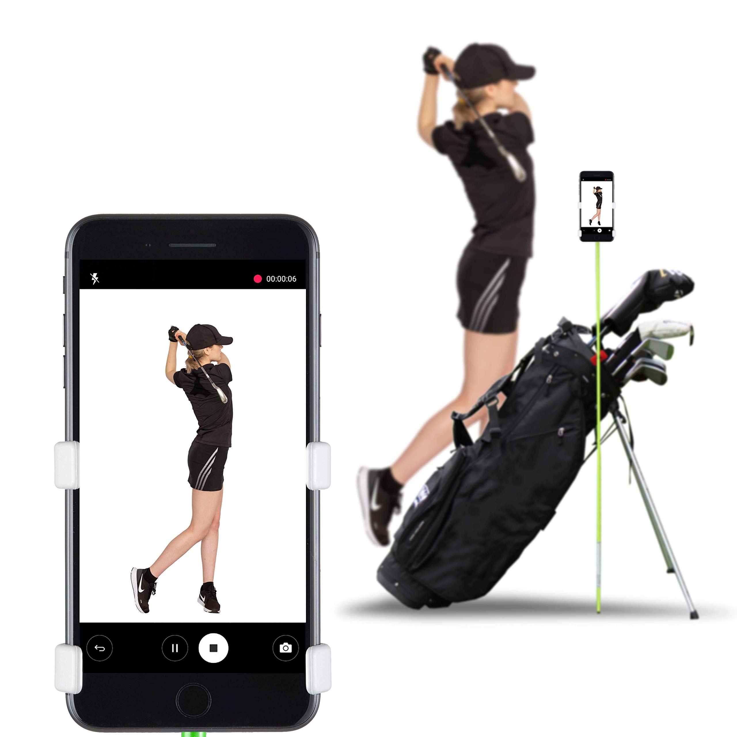 SelfieGOLF Record Golf Swing - Cell Phone Holder Golf Analyzer Accessories | Winner of The PGA Best Product | Selfie Putting Training Aids Works with Any Golf Bag and Alignment Stick