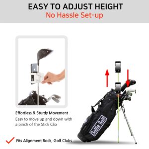 SelfieGOLF Record Golf Swing - Cell Phone Holder Golf Analyzer Accessories | Winner of The PGA Best Product | Selfie Putting Training Aids Works with Any Golf Bag and Alignment Stick