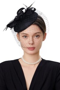 babeyond fascinator hat veil feather fascinators hair clip tea party pillbox derby hat fascinator bridal wedding veil black