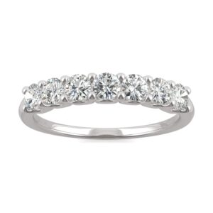 14k white gold moissanite by charles & colvard 3mm round wedding band-size 6 0.70cttw dew