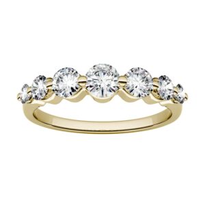 charles & colvard 14k yellow gold moissanite 4mm round wedding band-size 7.5 0.87cttw dew