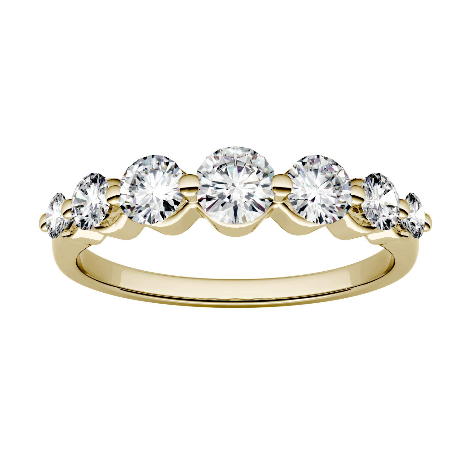 Charles & Colvard 14K Yellow Gold Moissanite 4mm Round Wedding Band-size 7.5 0.87cttw DEW