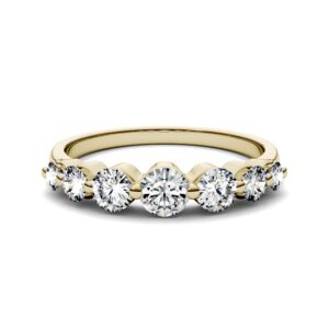 Charles & Colvard 14K Yellow Gold Moissanite 4mm Round Wedding Band-size 7.5 0.87cttw DEW