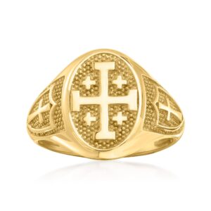 ross-simons 14kt yellow gold multi-cross signet ring. size 9