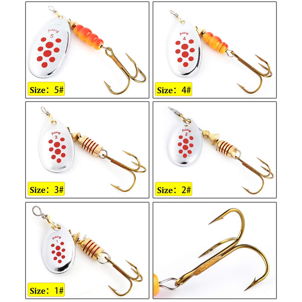 LOVEPET Fishing Bait,Color Lures Sub-Rotating Sequins,Fake Bait,Bionic Bait, Squid Hard Bait, Lure Bait,Three Hook,Fishing Tackle,5 Pcs