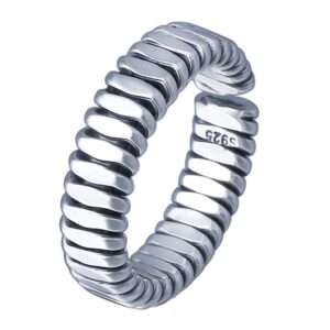 retro 925 sterling silver braided spiral ring for men women open and adjustable