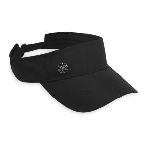 gaiam classic fitness quick-dry visor - sweat-wicking sun visors for women with open-top visor cut for releasing excess body heat, trendy women's country club attire for golf & tennis, black