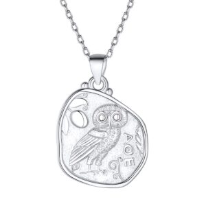 focalook athena and her owl,goddess of wisdom,mark of athena,greek coins,greek mythology sterling silver coin pendant necklace