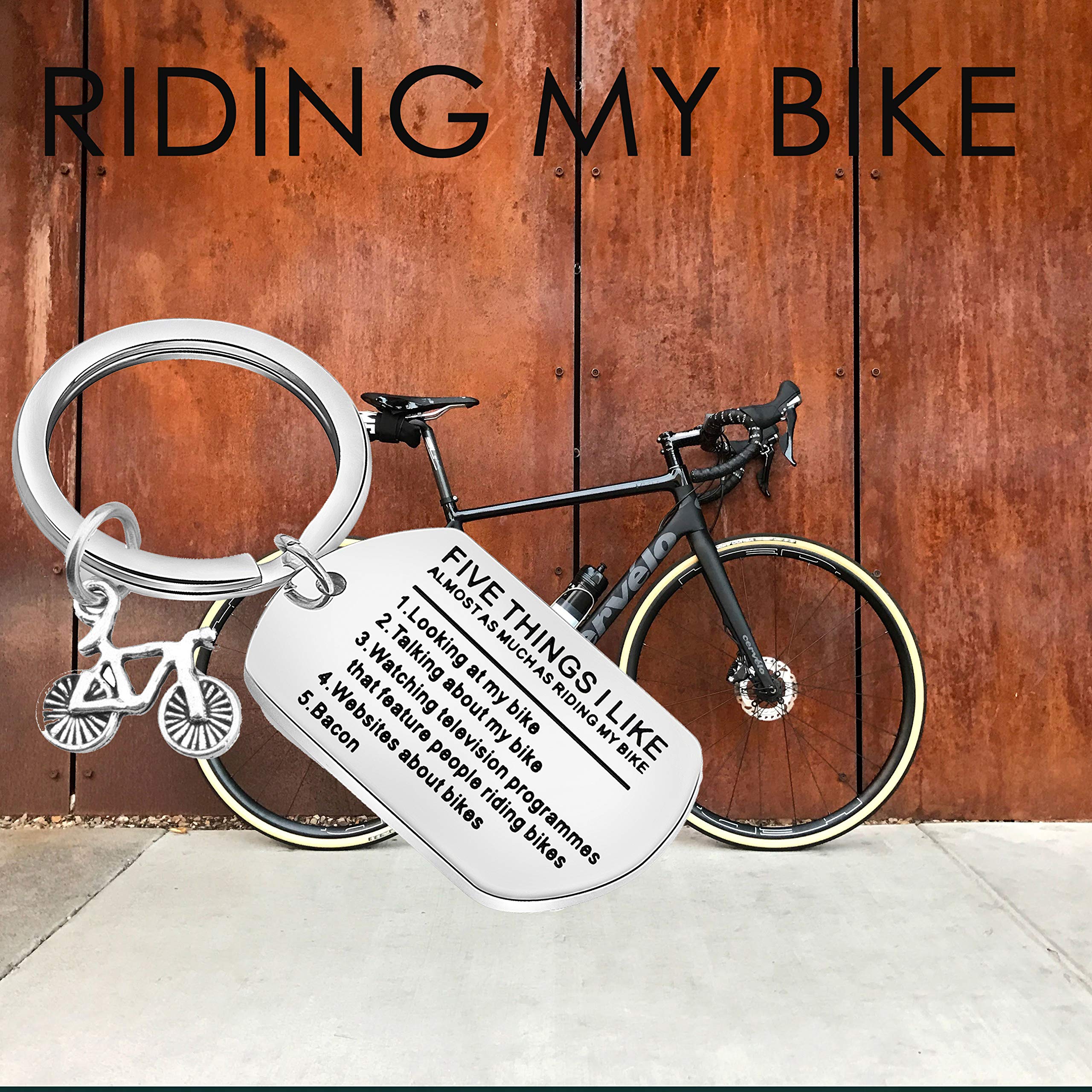 Funny Biker Gift Five Things I Like Almost As Much As Riding My Bike Keychain Cycling Gift for Bike Lover (Riding My Bike)