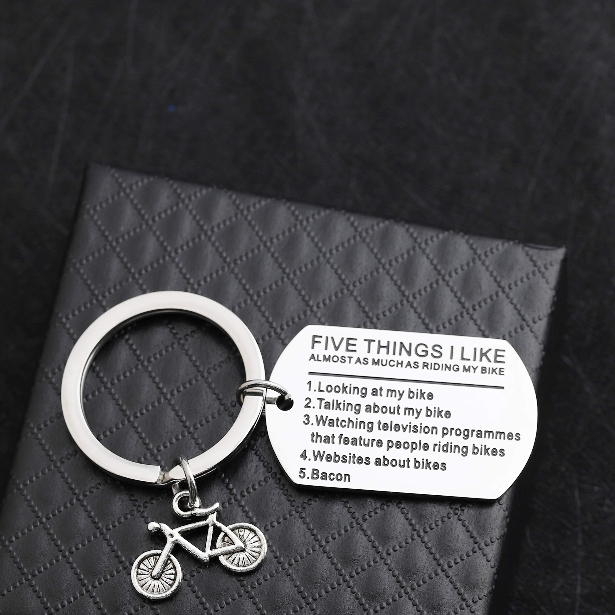 Funny Biker Gift Five Things I Like Almost As Much As Riding My Bike Keychain Cycling Gift for Bike Lover (Riding My Bike)