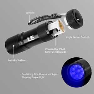 Lighting EVER Black Light Flashlight, Small UV Lights 395nm, Portable Ultraviolet Light Detector for Invisible Ink Pens, Dog Cat Pet Urine Stain, AAA Batteries Included