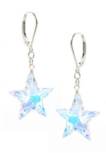 ltc designs austrian crystal aurora borealis star drop earrings for women and teens