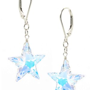 LTC Designs Austrian Crystal Aurora Borealis Star Drop Earrings for Women and Teens