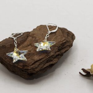 LTC Designs Austrian Crystal Aurora Borealis Star Drop Earrings for Women and Teens