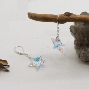 LTC Designs Austrian Crystal Aurora Borealis Star Drop Earrings for Women and Teens